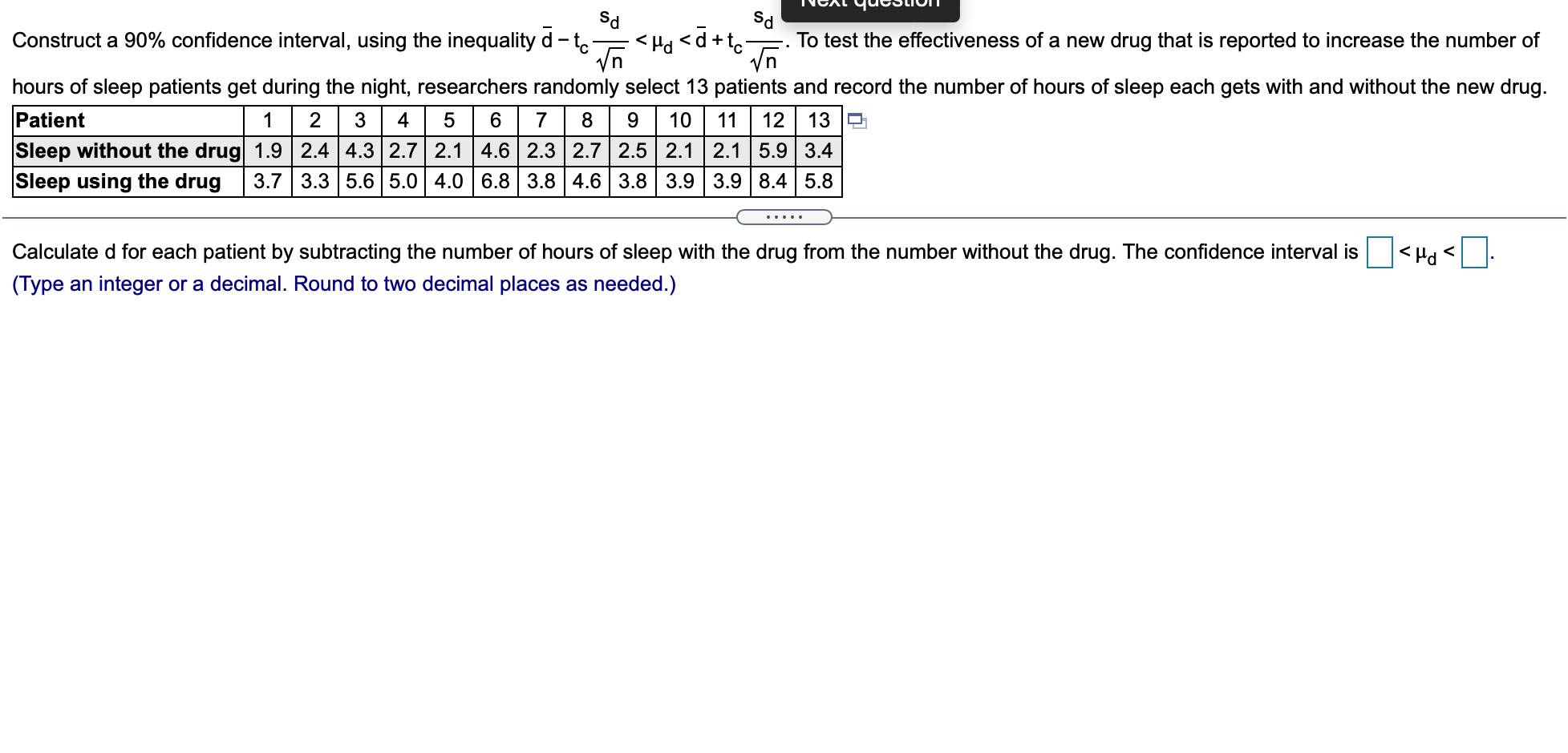 Solved sd Sd Construct a 90% confidence interval, using the | Chegg.com