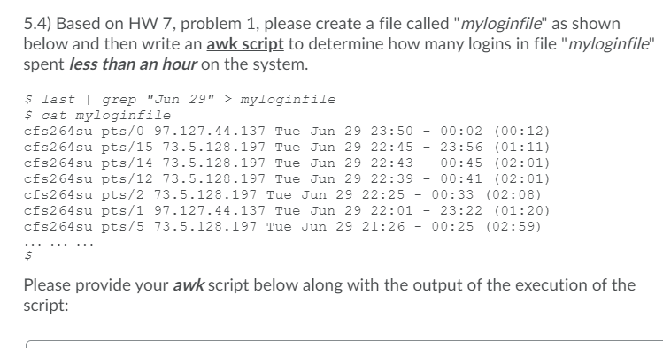 Solved 5.4) Based on HW 7, problem 1, please create a file | Chegg.com
