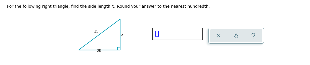 Solved For the following right triangle, find the side | Chegg.com