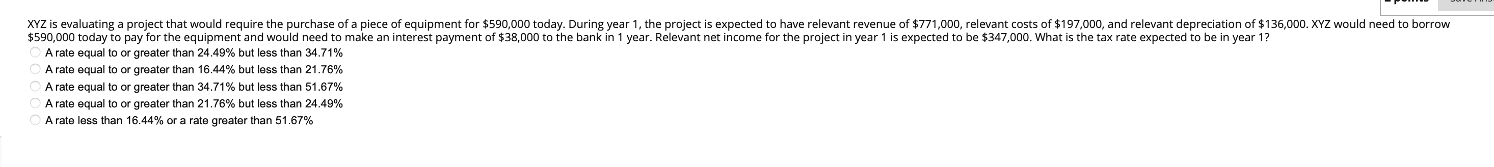Solved XYZ is evaluating a project that would require the | Chegg.com