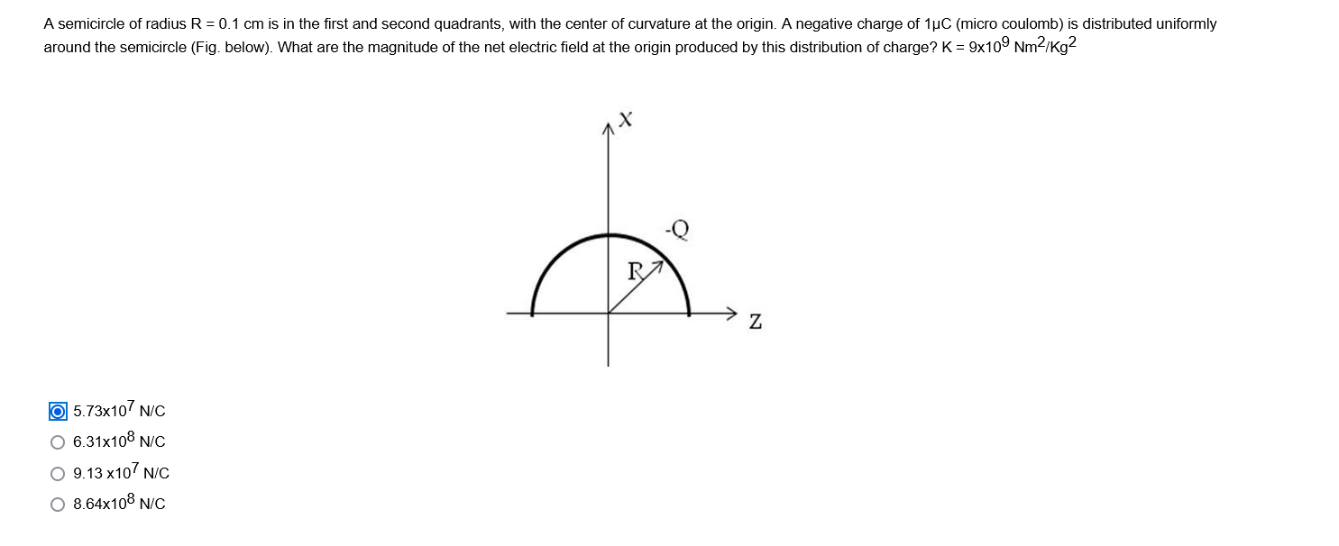Solved A semicircle of radius R=0.1 cm is in the first and | Chegg.com