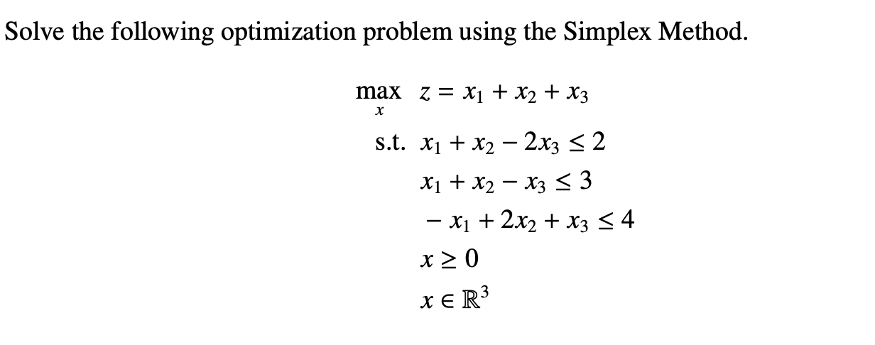 Solved Solve the following optimization problem using the | Chegg.com