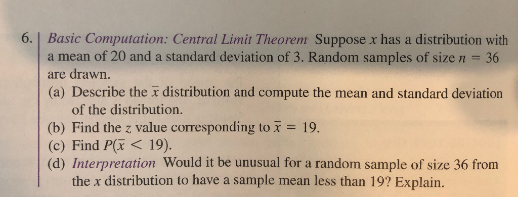 Solved 6. Basic Computation: Central Limit Theorem Suppose x | Chegg.com