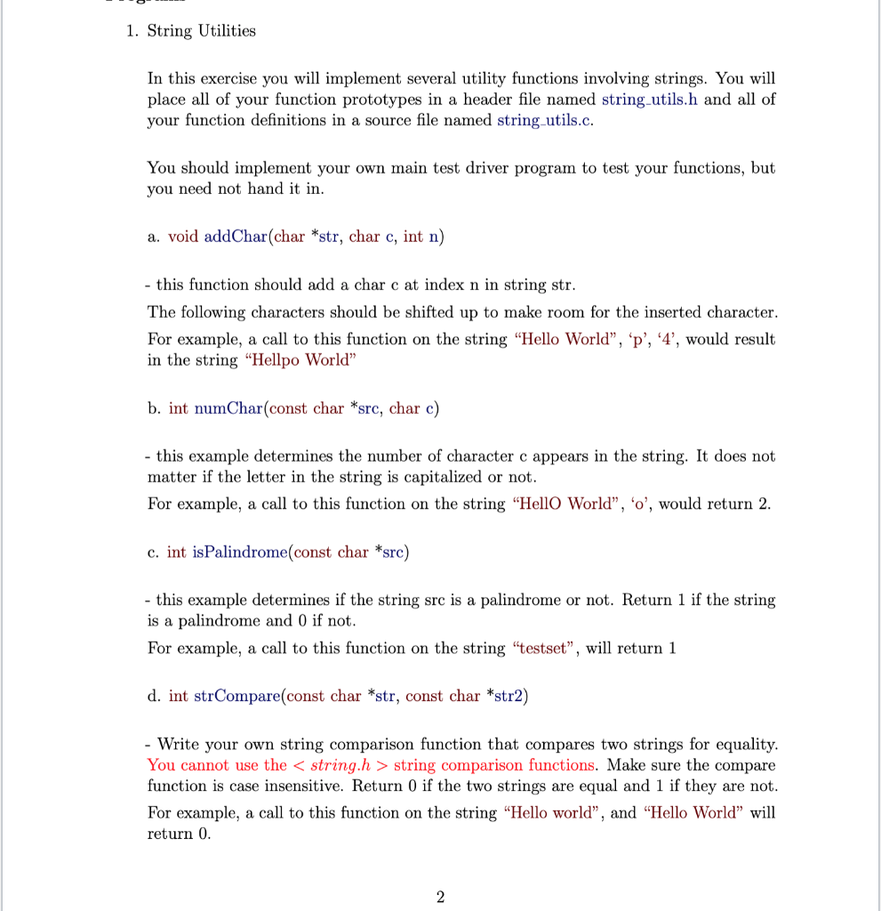 Solved 1. String Utilities In this exercise you will | Chegg.com