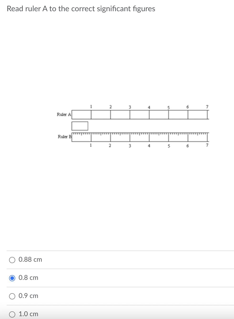 Solved Read ruler A to the correct significant figures 1 | Chegg.com