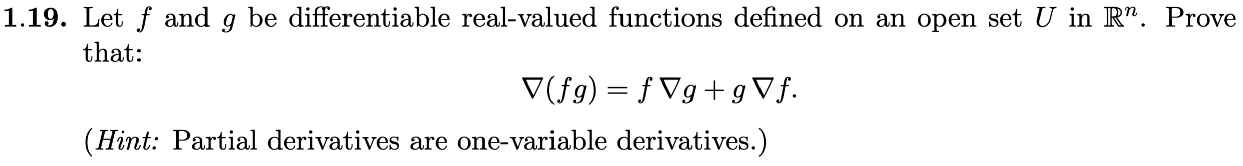 Solved 1.19. Let f and g be differentiable real-valued | Chegg.com