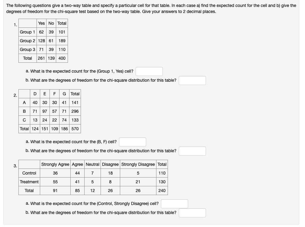 Solved The following questions give a two-way table and | Chegg.com
