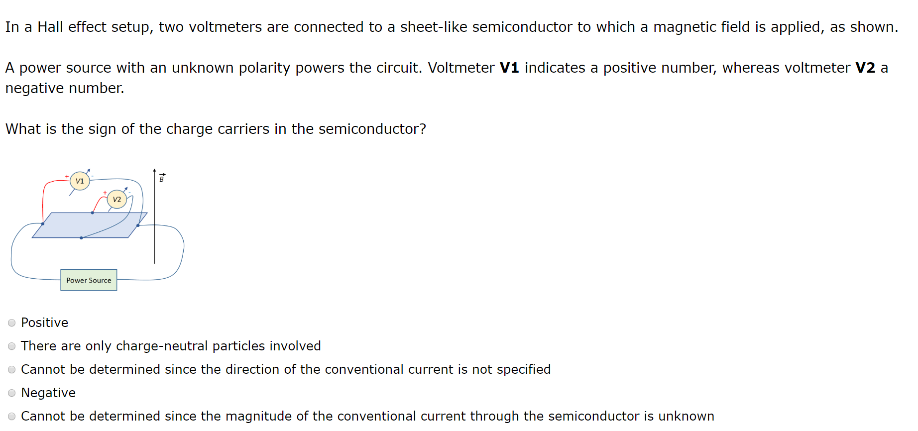 Solved In a Hall effect setup, two voltmeters are connected | Chegg.com