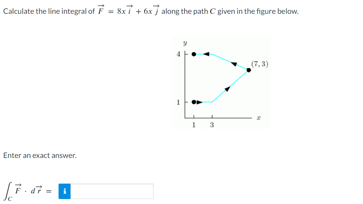 Solved Calculate the line integral of F=8xi+6xj along the | Chegg.com