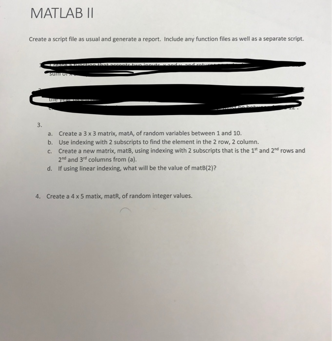 Solved MATLABII Create a script file as usual and generate a | Chegg.com