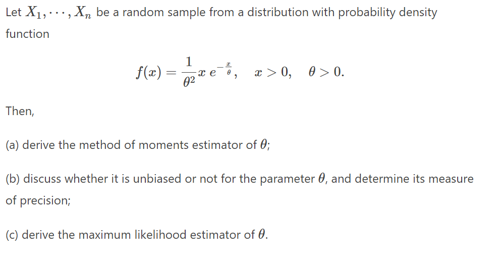 Solved Let X1,⋯,Xn be a random sample from a distribution | Chegg.com