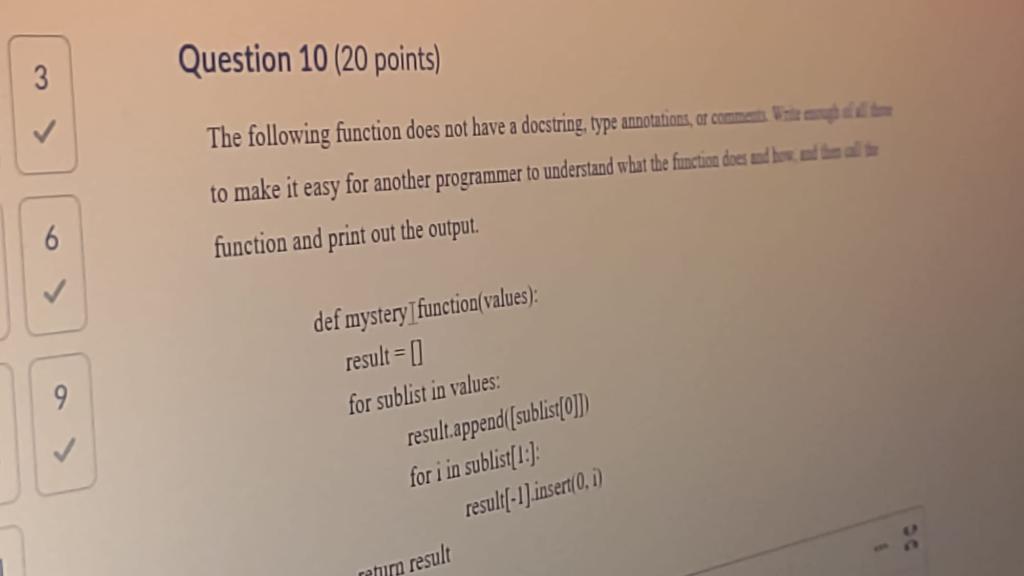 Solved The Following Function Does Not Have A Docstring