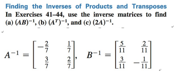 Solved Finding the Inverses of Products and Transposes In | Chegg.com