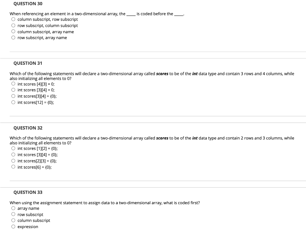 QUESTION 26 Variables located in the first column in | Chegg.com