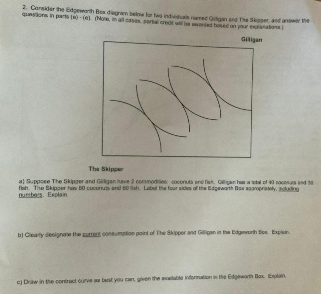 Solved 2. Consider the Edgeworth Box diagram below for two | Chegg.com