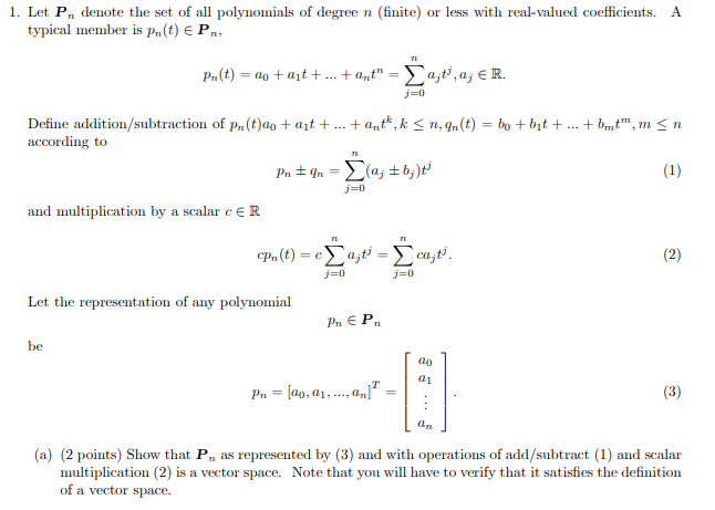 Solved 1. Let P, denote the set of all polynomials of degree | Chegg.com