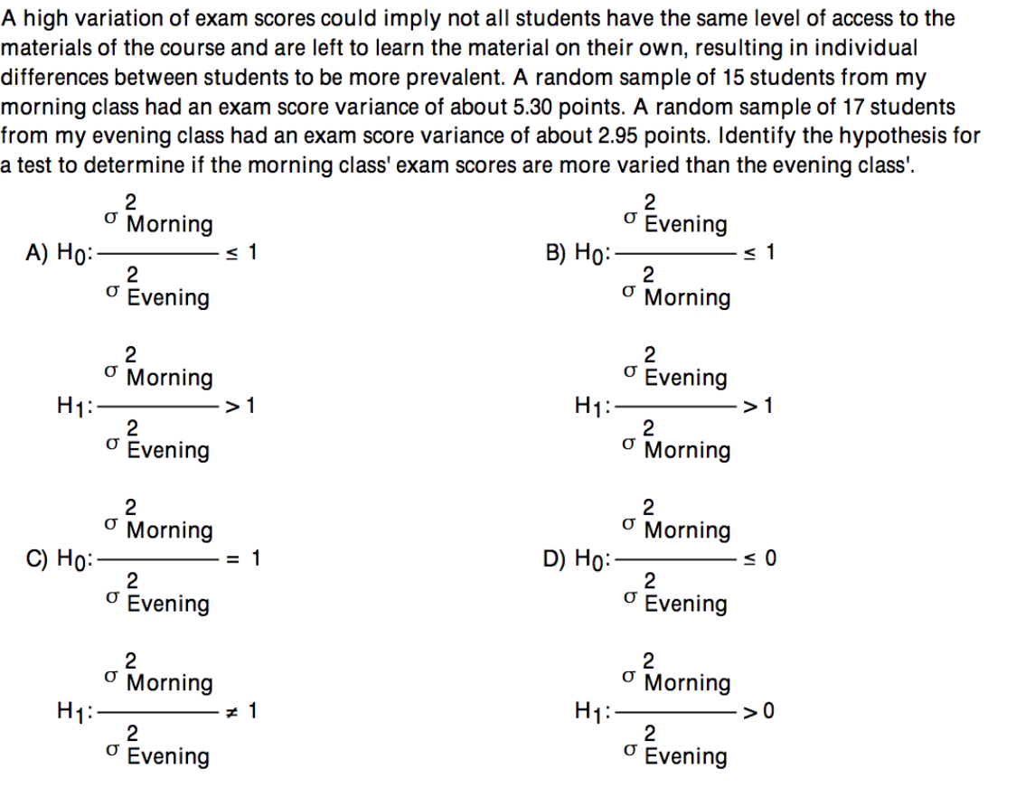 Solved A high variation of exam scores could imply not all | Chegg.com