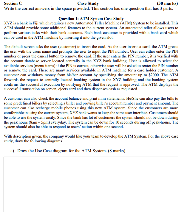 Section C Case Study (30 marks) Write the correct | Chegg.com