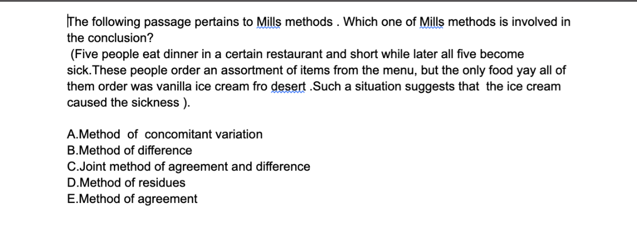 Solved The following passage pertains to Mills methods . | Chegg.com
