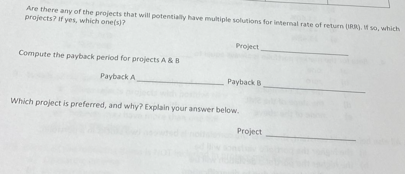 Solved Your company has four potential projects with the | Chegg.com