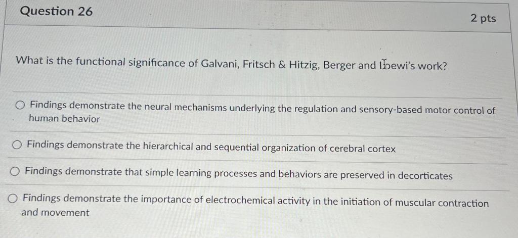 What is the functional significance of Galvani, | Chegg.com