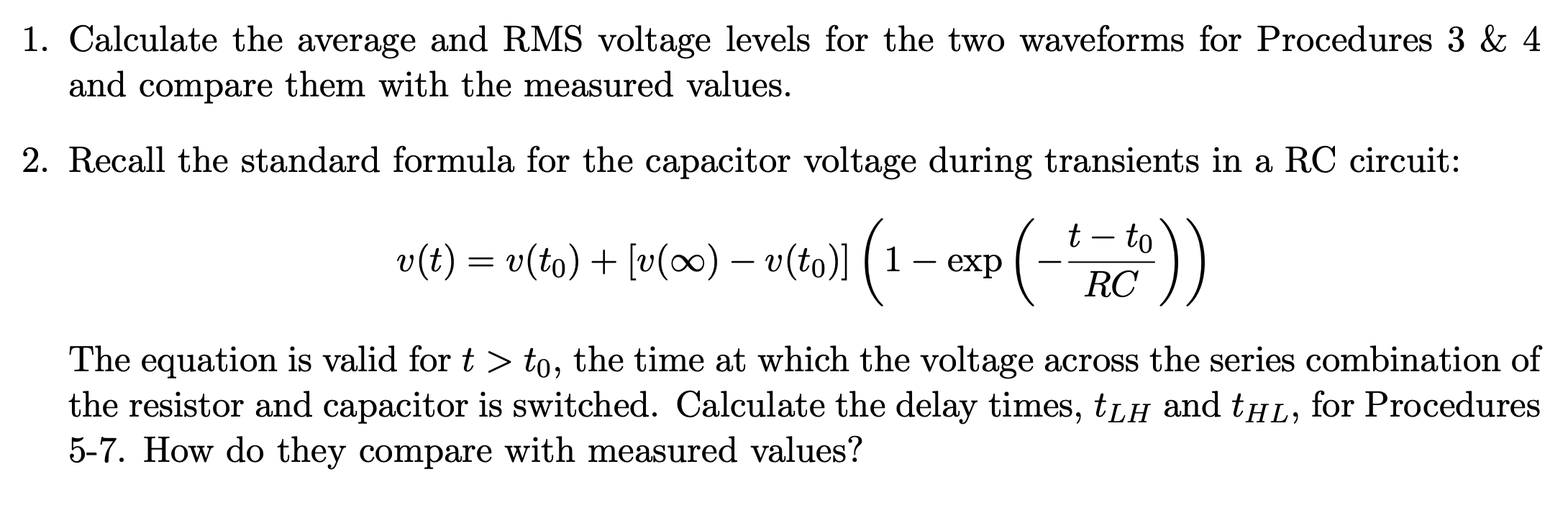 1. Calculate the average and RMS voltage levels for | Chegg.com