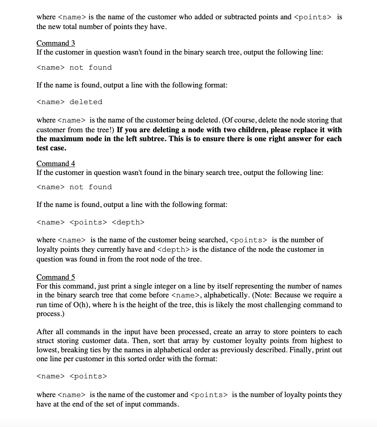 Solved Please code in CPlease help me with command 5 of the | Chegg.com