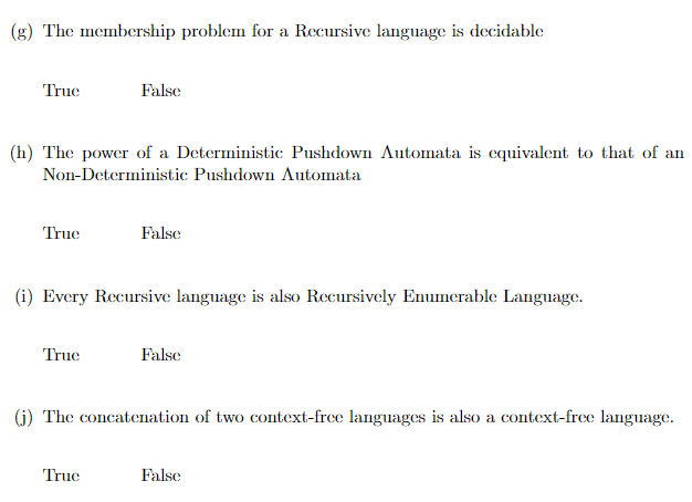 Solved (g) The membership problem for a Recursive language | Chegg.com
