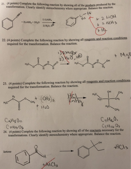 Solved i. (4 points) Complete the following reaction by | Chegg.com