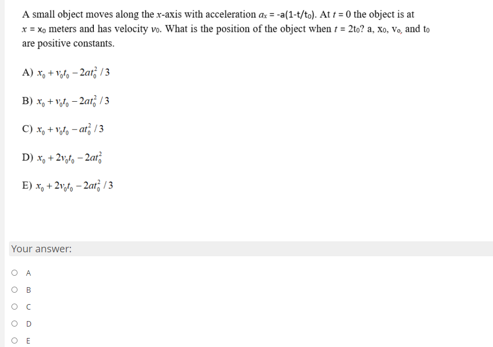 Solved A small object moves along the x-axis with | Chegg.com