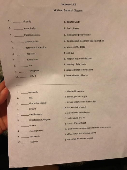 Solved Homework #3 Viral and Bacterial Diseases viremia a. | Chegg.com