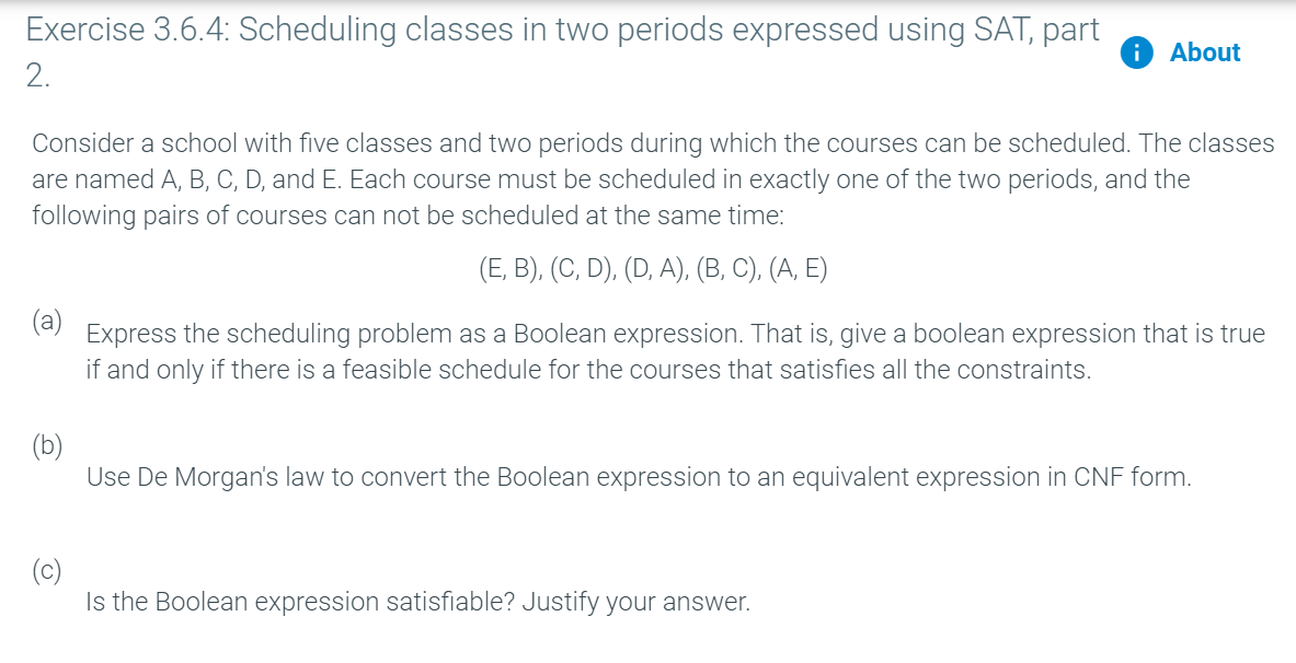 Solved Exercise 3.6.4: Scheduling classes in two periods | Chegg.com