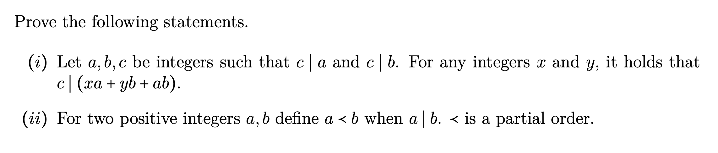 Solved Prove the following statements. (i) Let a,b,c be | Chegg.com