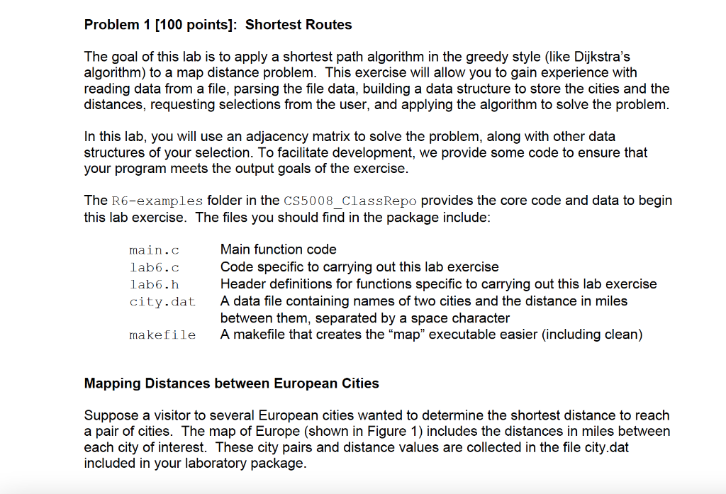 Solved Problem 1 (100 points]: Shortest Routes The goal of | Chegg.com