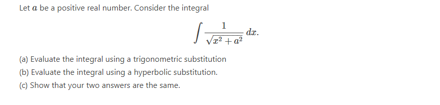 Solved Let a be a positive real number. Consider the | Chegg.com