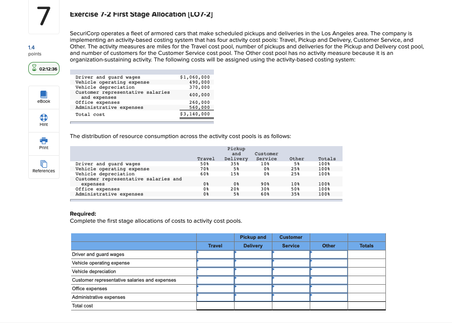 Solved exercise 1-2 First Stage Allocation ILO/리 SecuriCorp | Chegg.com