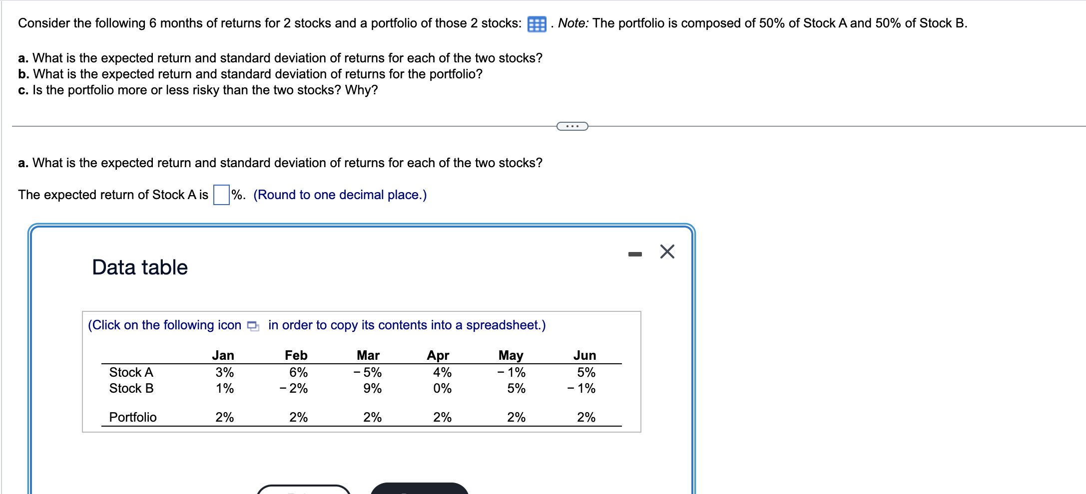 Solved Consider the following 6 months of returns for 2 | Chegg.com