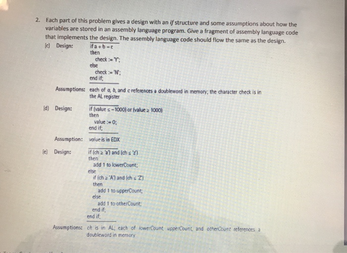 Solved 2. Each part of this problem gives a design with an | Chegg.com