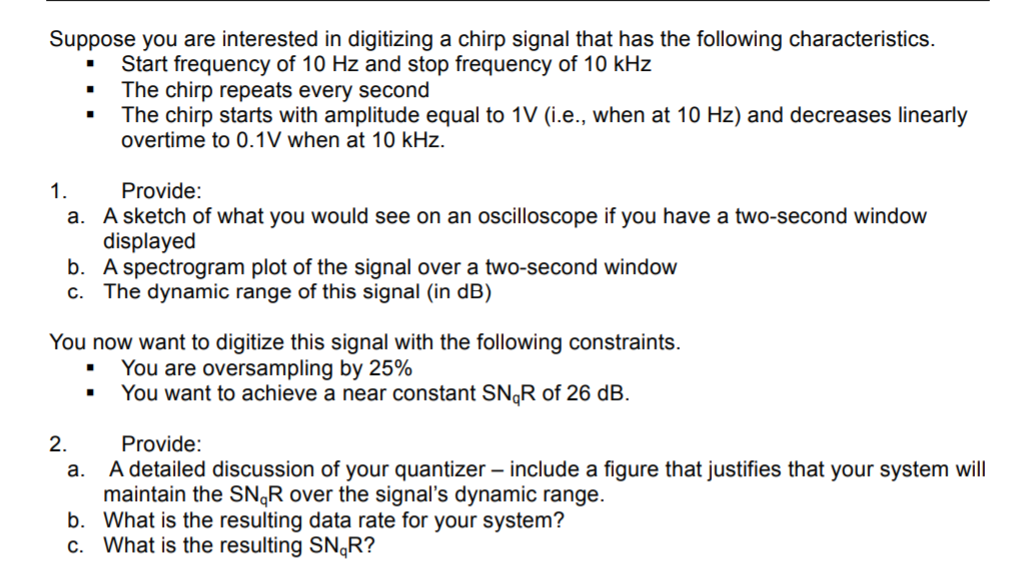 Suppose you are interested in digitizing a chirp | Chegg.com