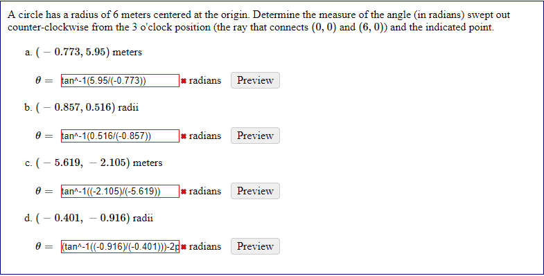 Solved A circle has a radius of 6 meters centered at the | Chegg.com