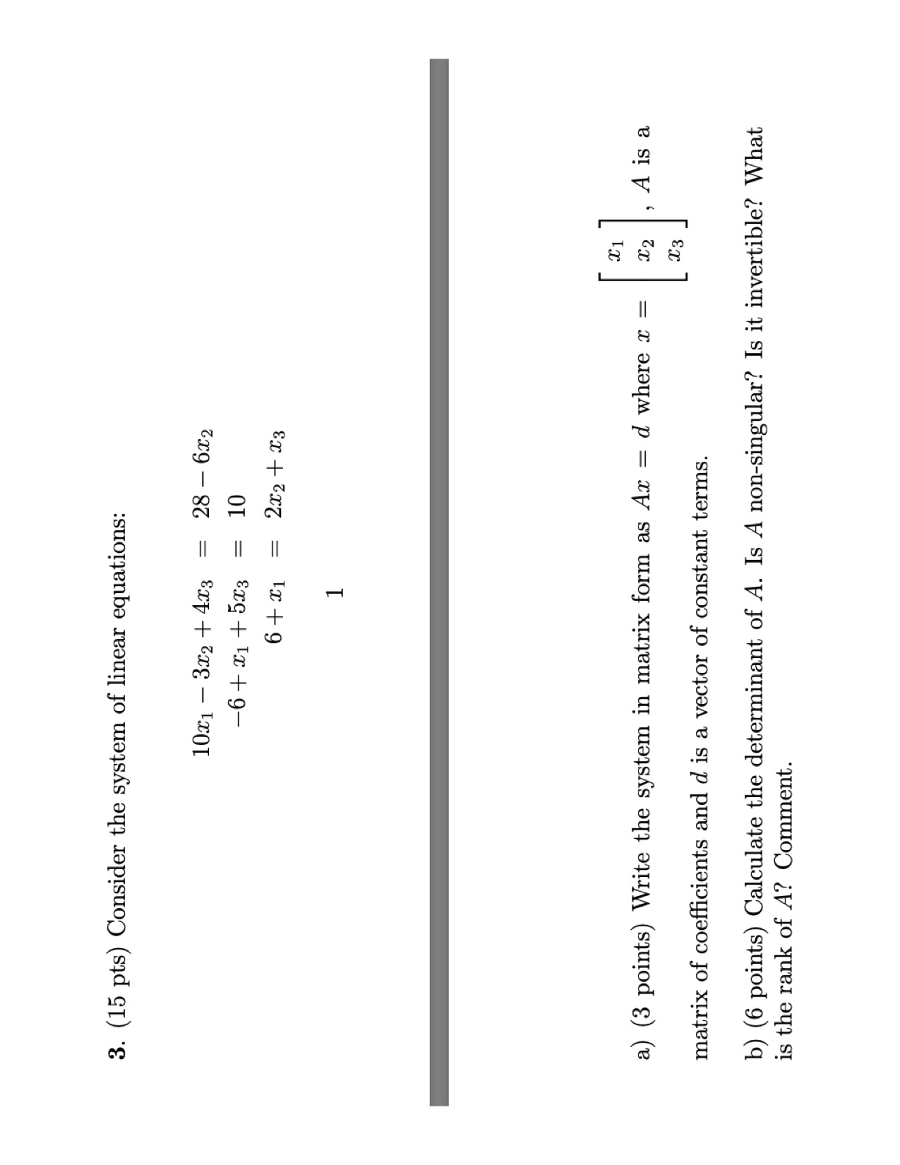 Solved 3. (15 pts) Consider the system of linear equations: | Chegg.com