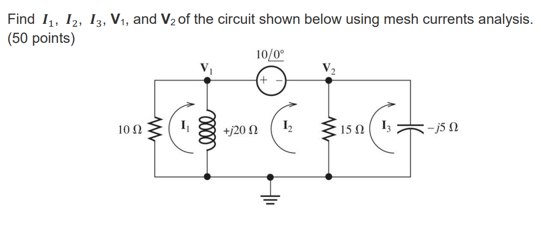 Solved Find I1,I2,I3,V1, and V2 of the circuit shown below | Chegg.com