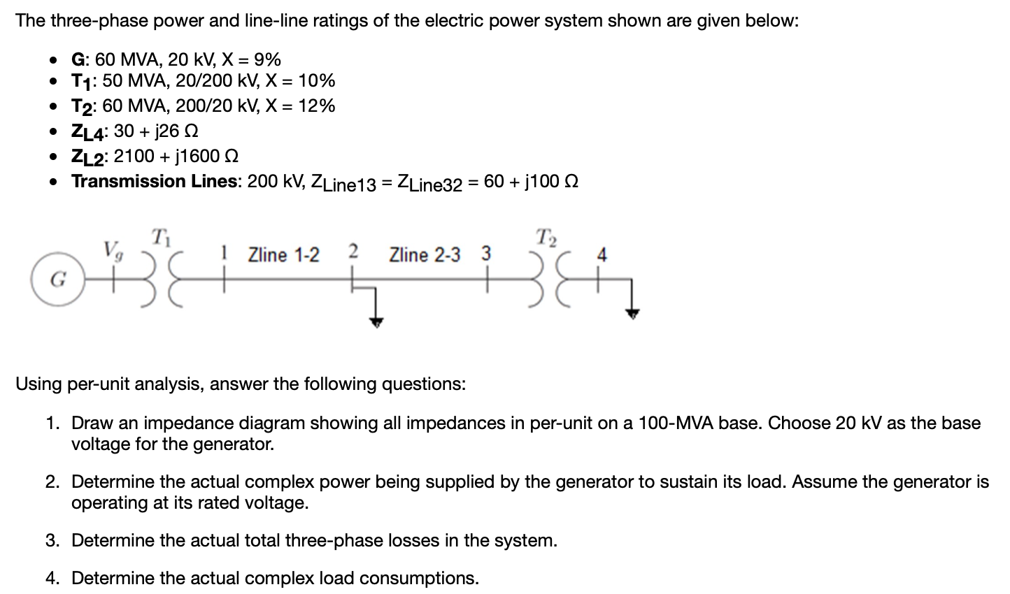 Solved The three-phase power and line-line ratings of the | Chegg.com