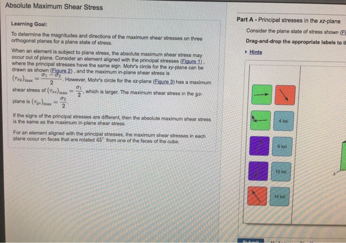 Solved Absolute Maximum Shear Stress Part A - Principal | Chegg.com