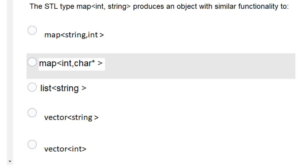 Solved The STL type map produces an object with similar | Chegg.com