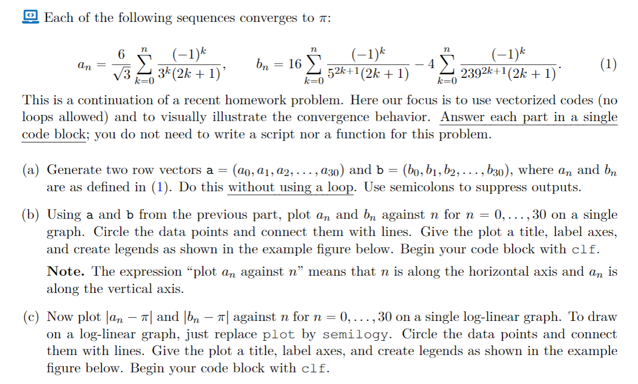Solved Each of the following sequences converges to π : | Chegg.com