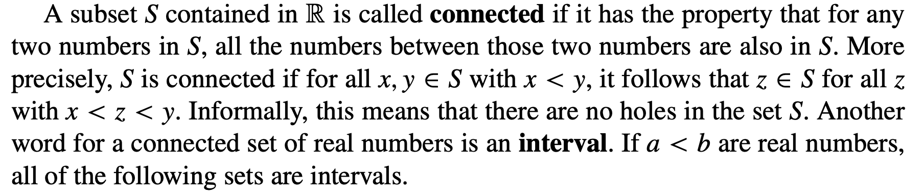Solved A subset S contained in R is called connected if it | Chegg.com