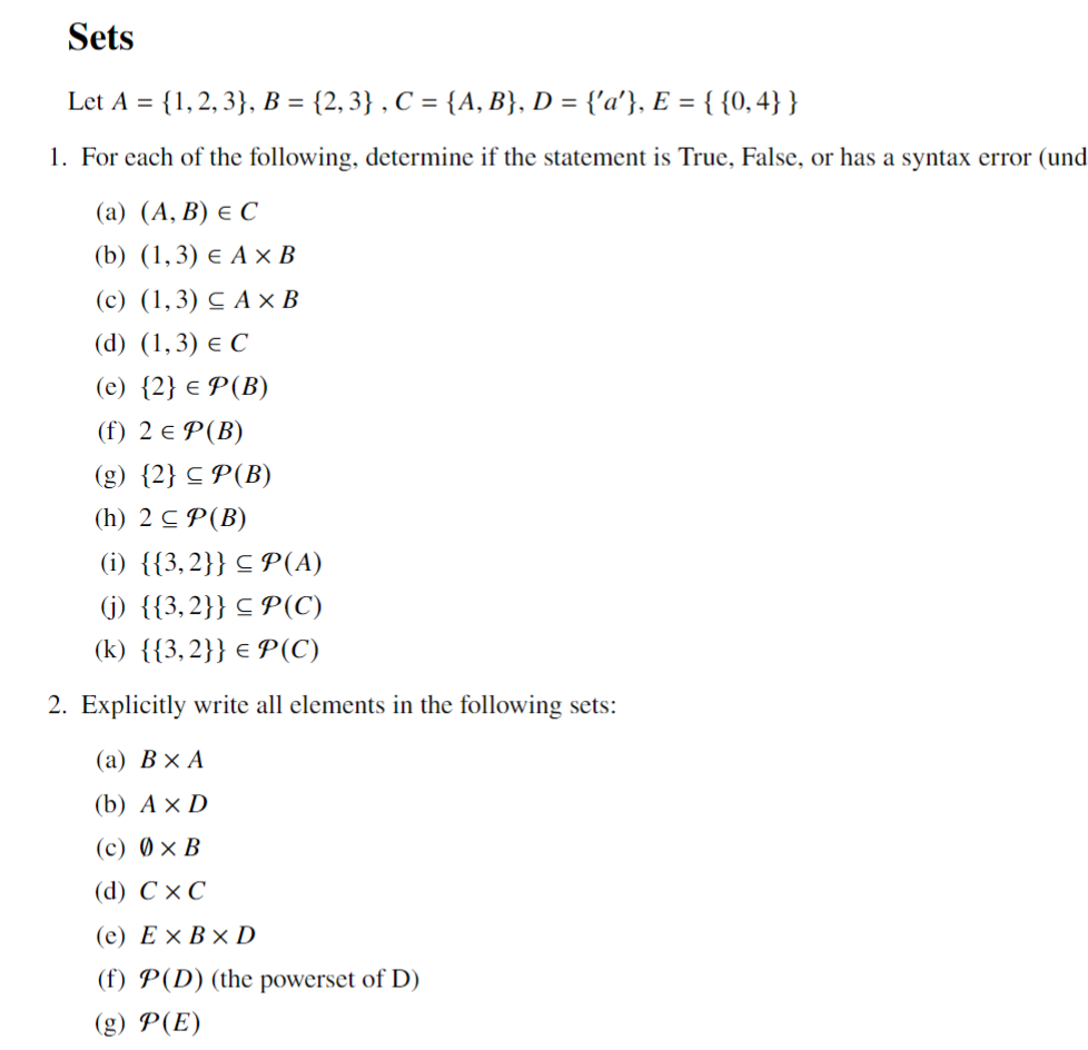 Solved Sets\\nLet | Chegg.com