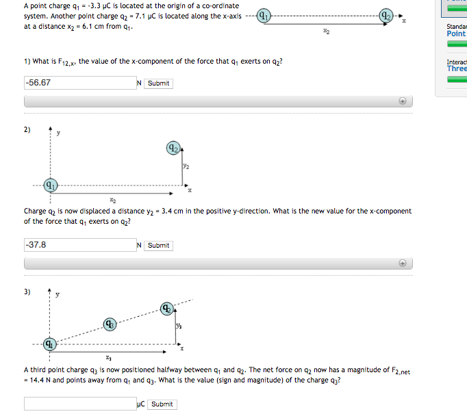 Solved A point charge q1.3.3 uC is located at the origin of | Chegg.com