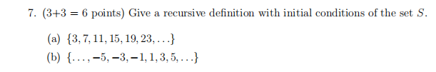 Solved 7. (3+3=6 points ) Give a recursive definition with | Chegg.com